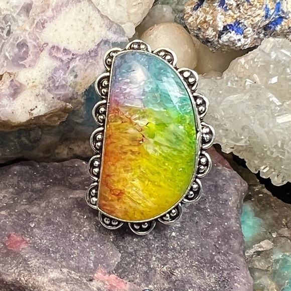 Hand Crafted | Jewelry | Rainbow Solar Quartz Size 75 Ring | Poshmark